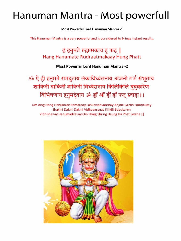 POWERFULL HANUMAN MANTRA - Part1 | PDF