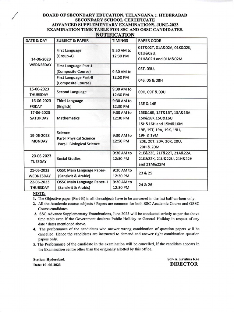 ASE Time Table June 2023 | PDF