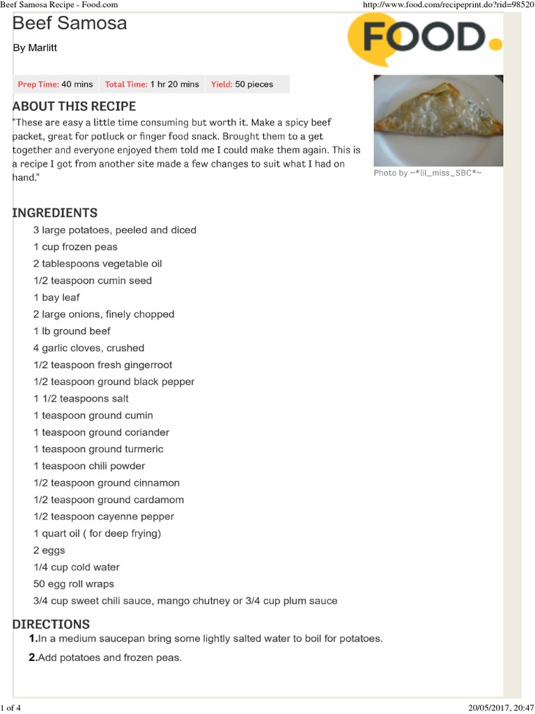 Beef Samosa Recipe - Food | PDF