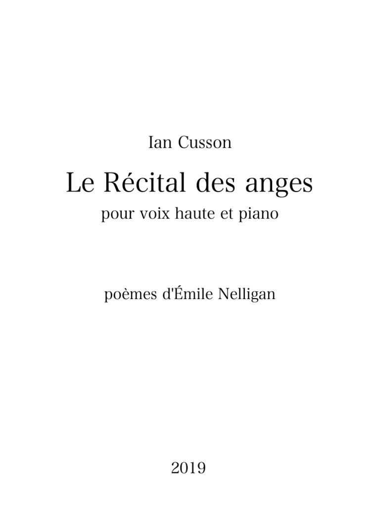 Ian Cusson Le Récital Des Anges (Voix Haute) (V3.1) | PDF