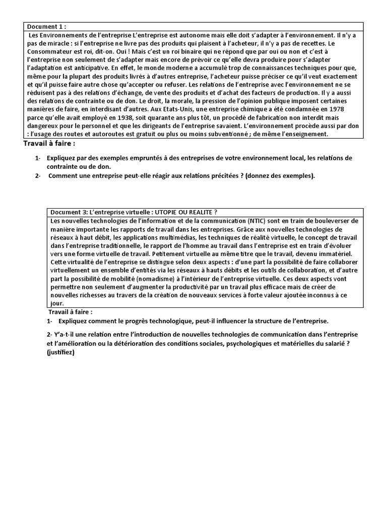 Exercices Environnement 3 | PDF