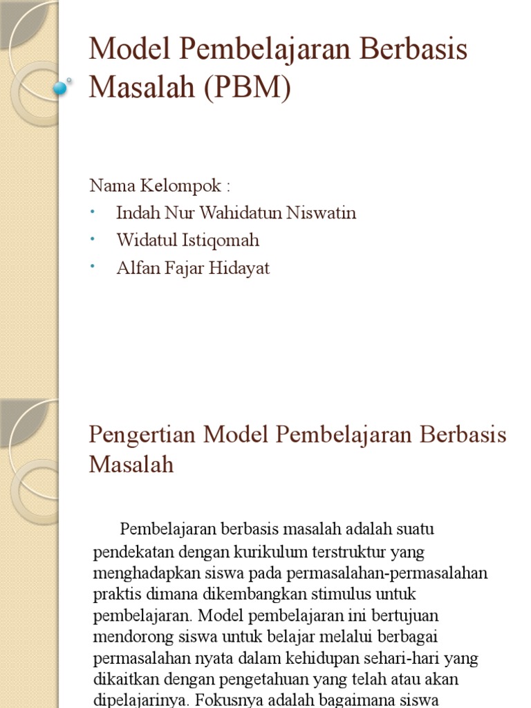 Model Pembelajaran Berbasis Masalah (PBM) | PDF