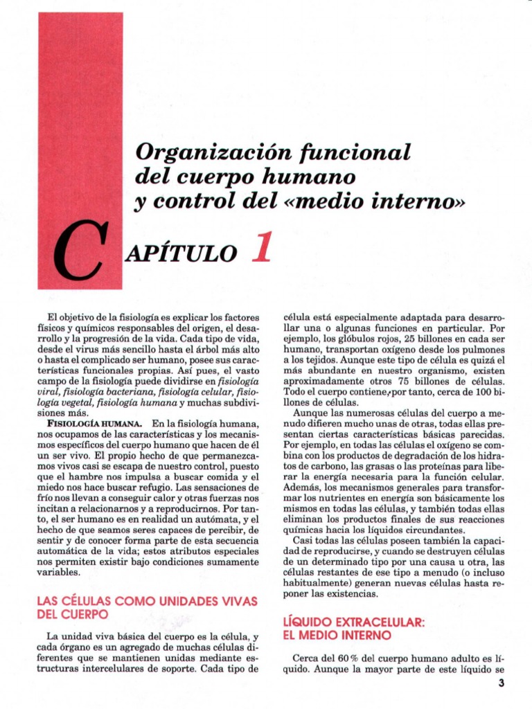 Capitulo 1 - Organización Funcional Del Cuerpo Humano - Guyton | PDF