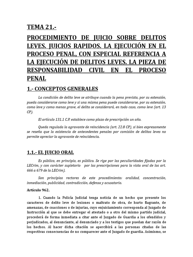 Tema 21 Tramitacion Procesal | PDF
