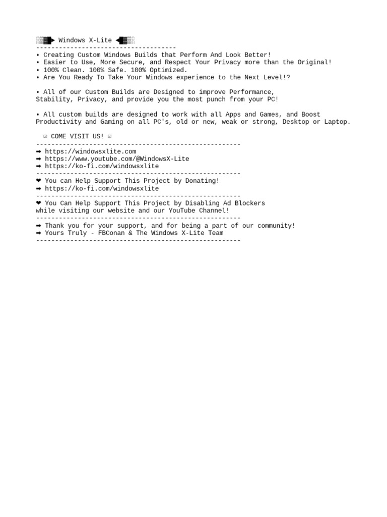 Windows X-Lite Info | PDF