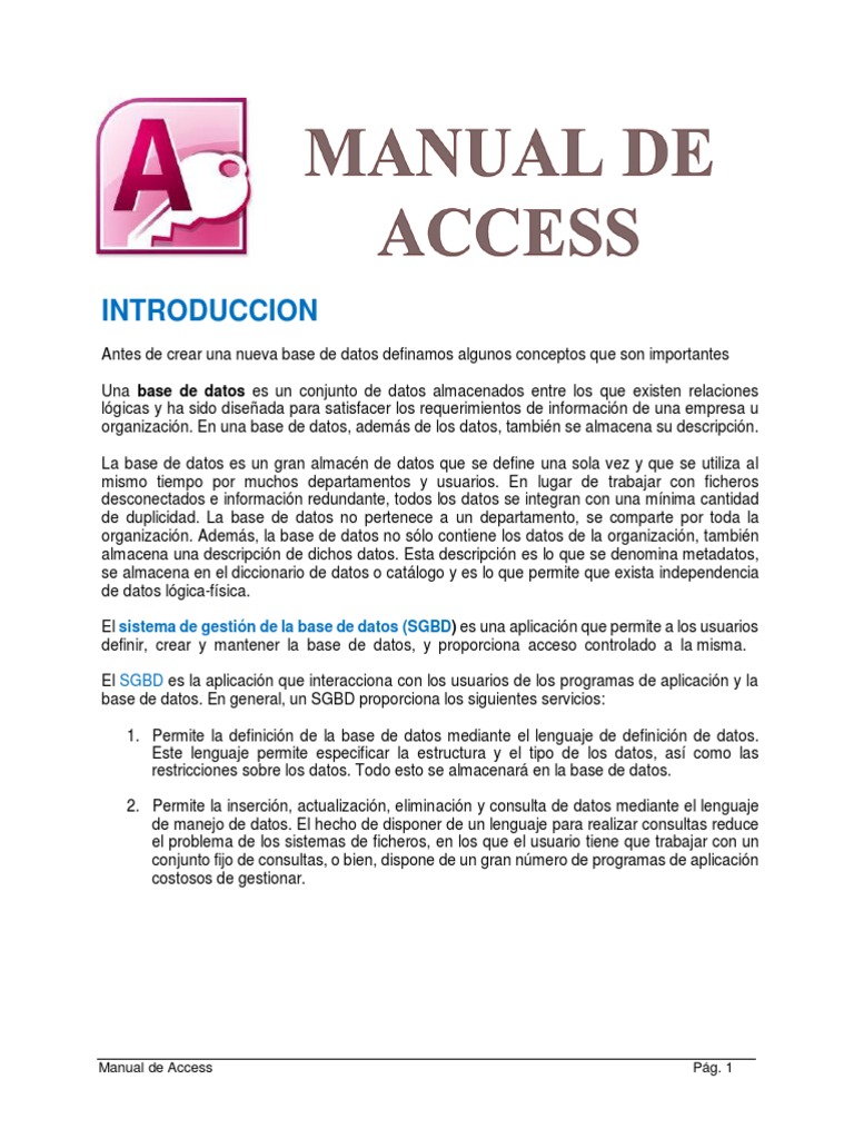 Manual ACCESS | PDF | Bases de datos | Lenguaje de programación