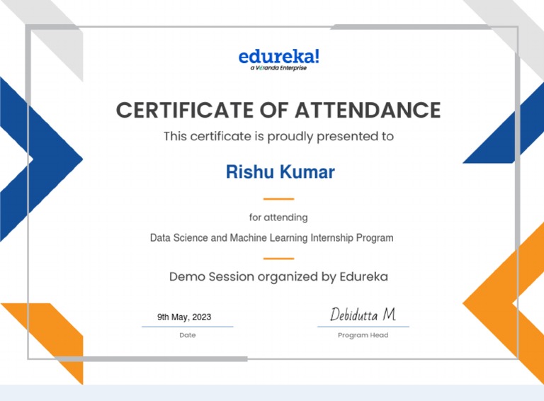 Edureka_-_Internship_Certificate[Rishu] | PDF