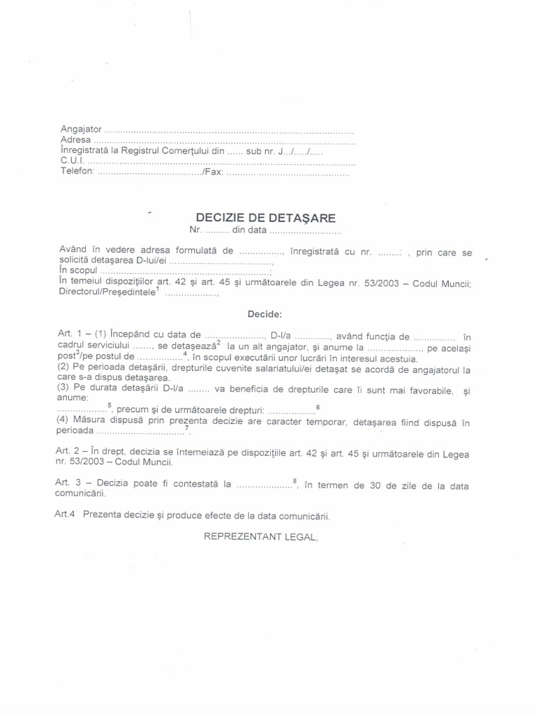 Decizie de Detasare | PDF