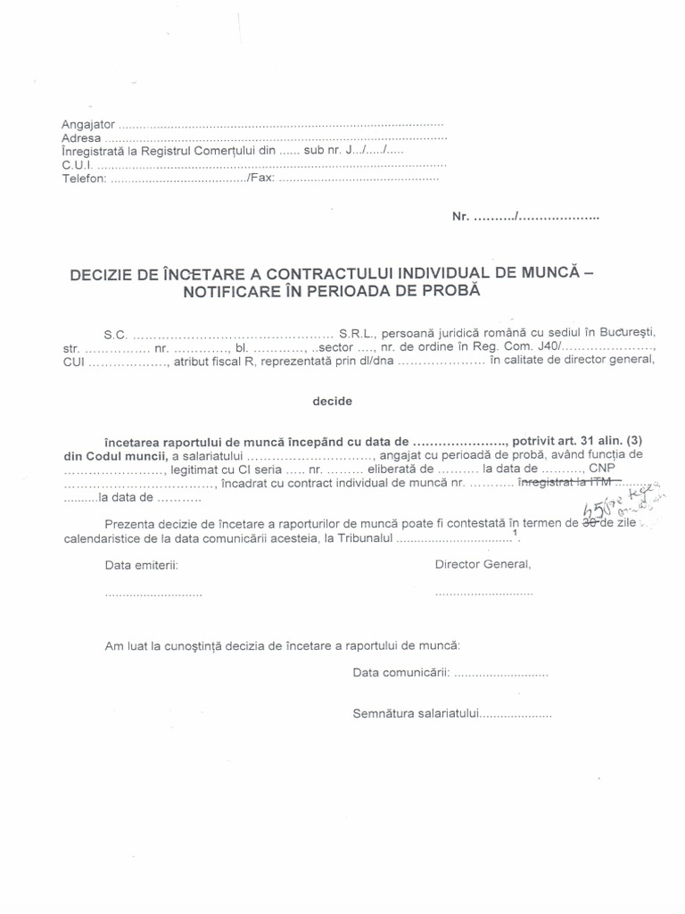 Decizie de Incetare Cim | PDF