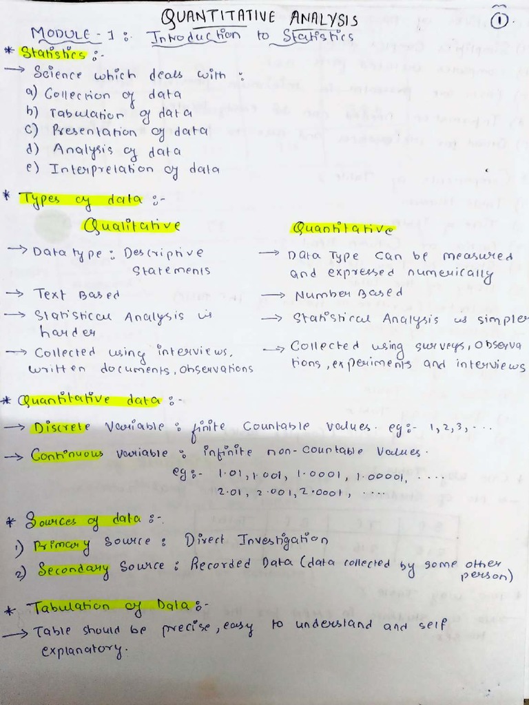 Quantitative Analysis Notes | PDF