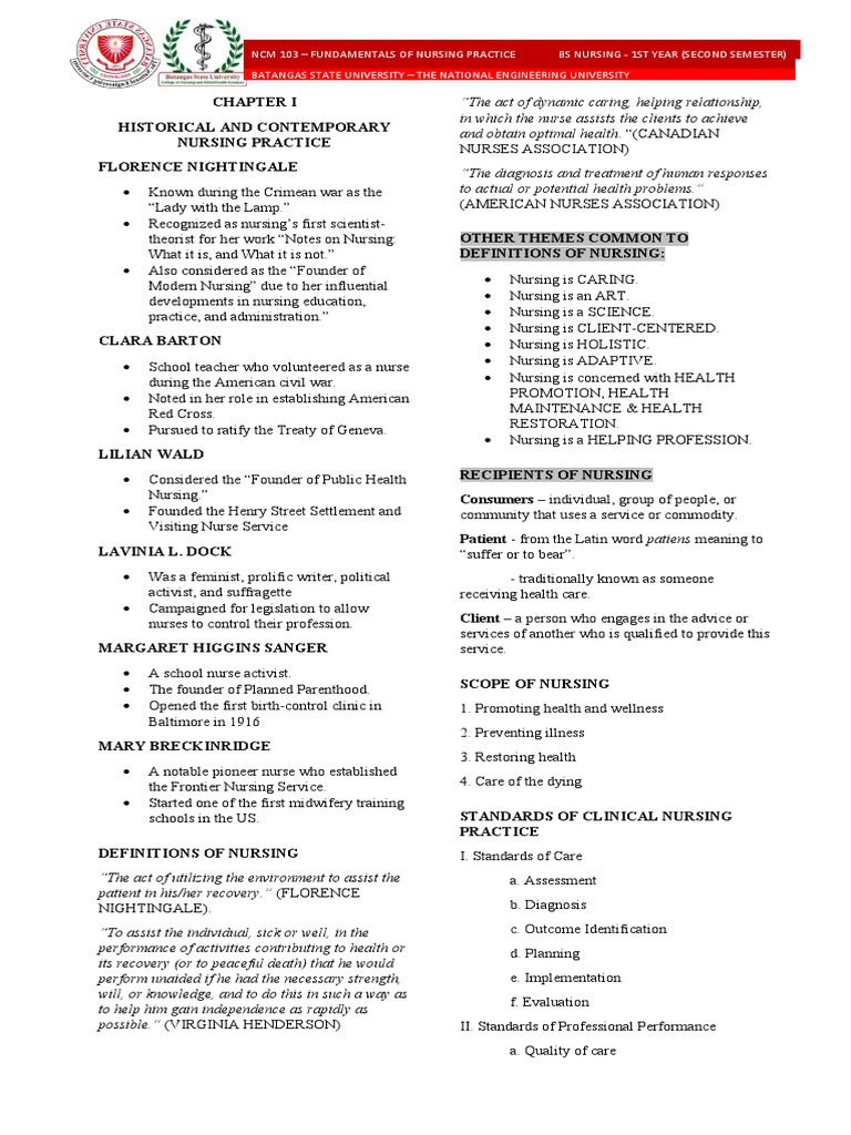 Fundamentals of Nursing: Chapter 1 Overview | PDF