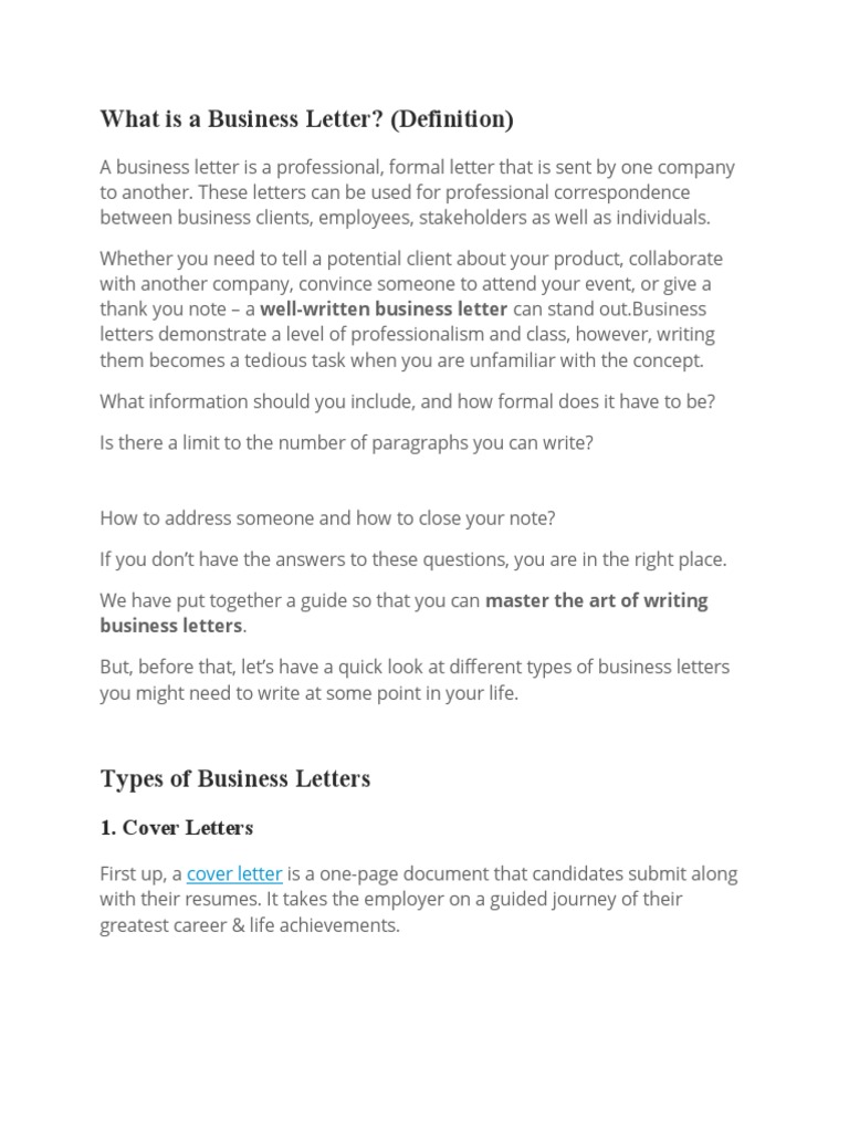 Types of Letters Examples | PDF