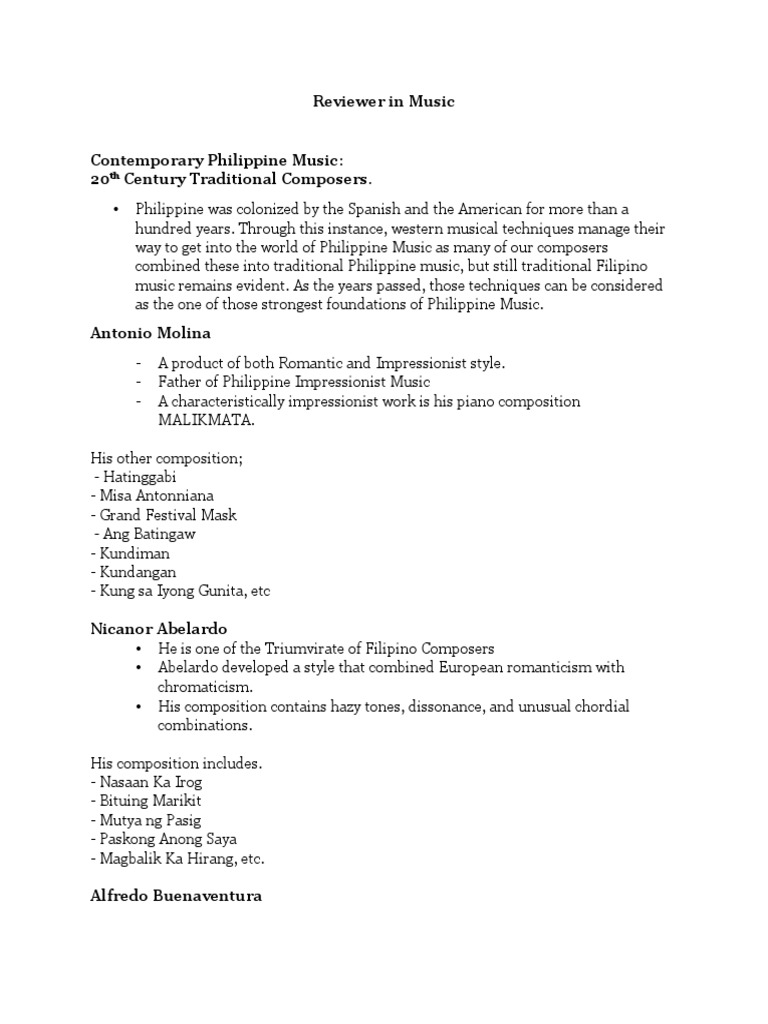 Reviewer in Music | PDF | Performing Arts | Philippines
