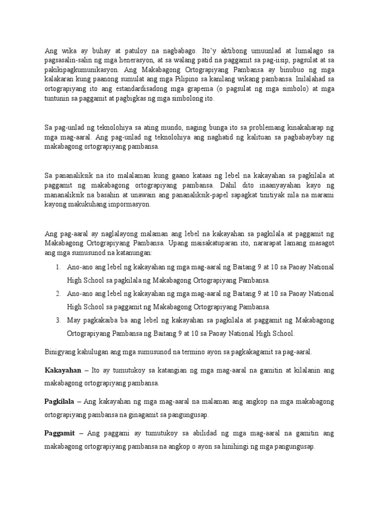 MAKABAGONG-ORTOGRAPIYANG | PDF