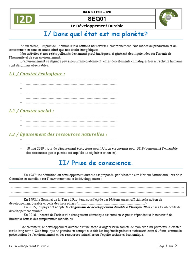 État de la planète et développement durable | PDF