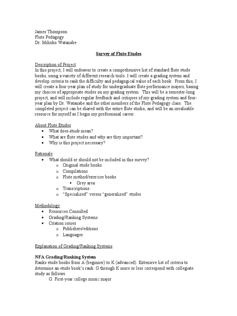 Flute Etude Project Handout | PDF