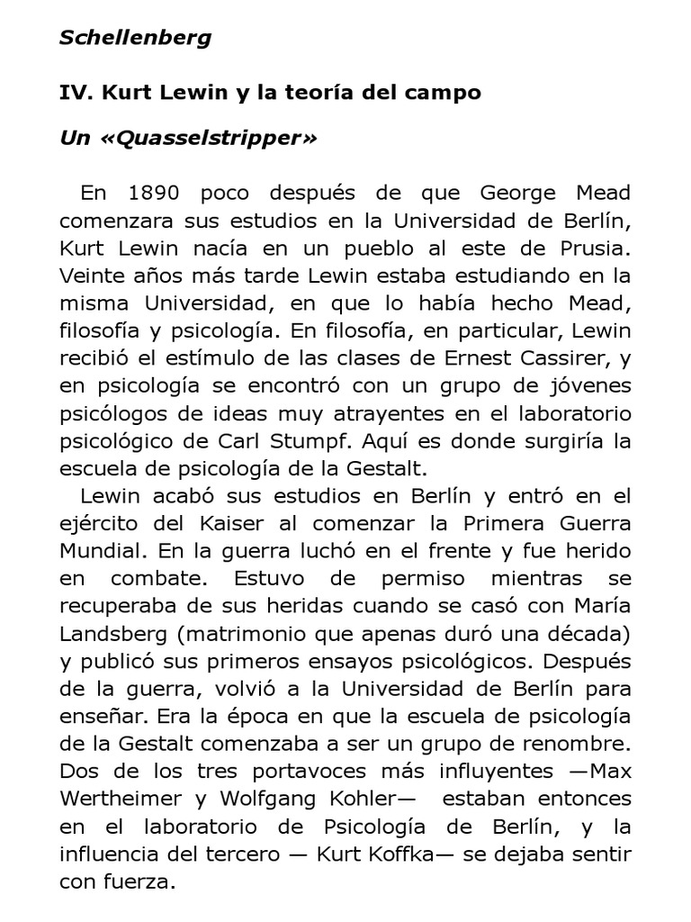 Schellemberg, J. (1999) - Kurt Lewin y La Teoría Del Campo. en Los ...