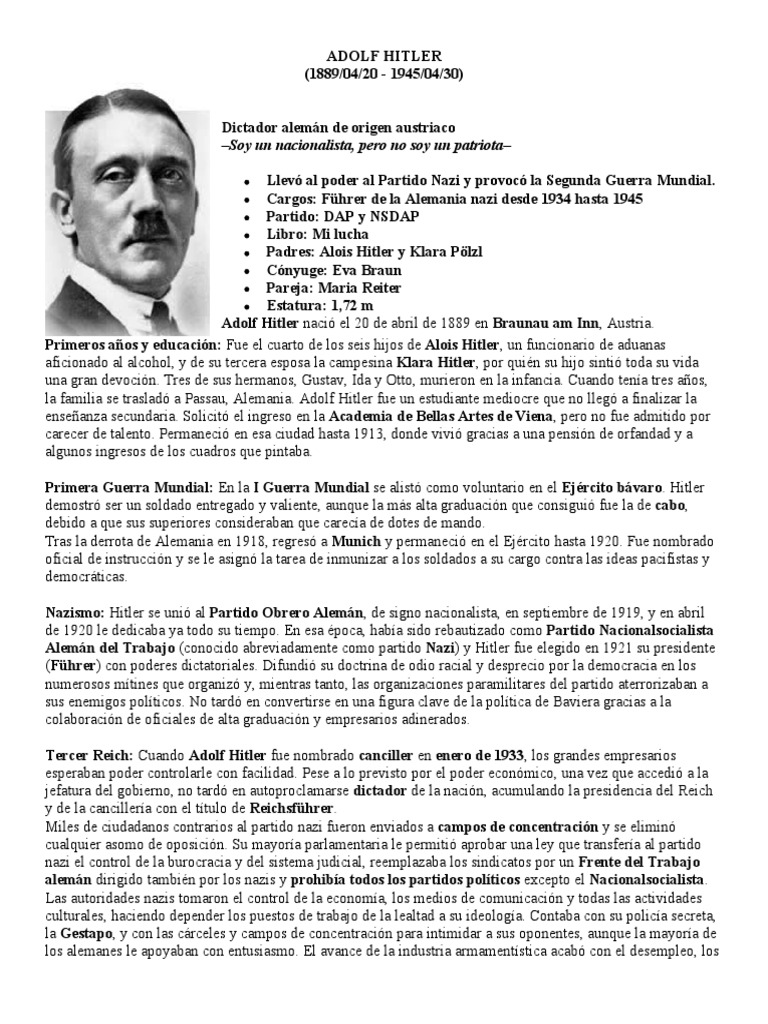 ADOLF HITLER Biografia | PDF | Cleopatra | Alemania nazi