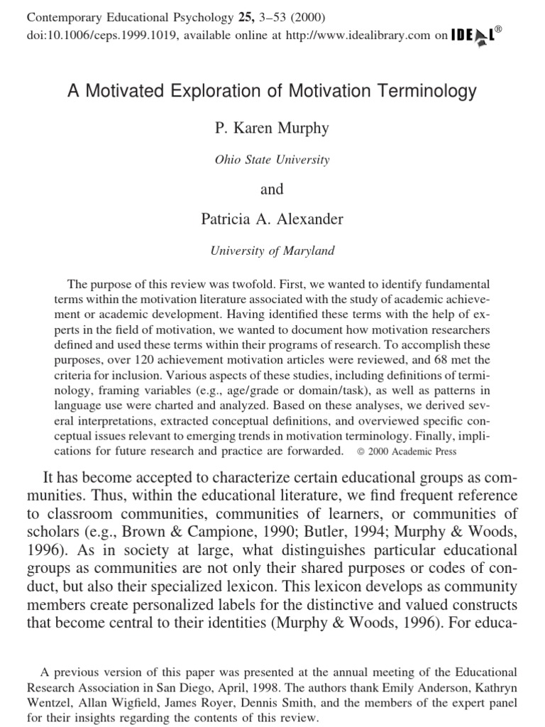 Alexander & Murphy 2000 | PDF | Self Efficacy | Motivation