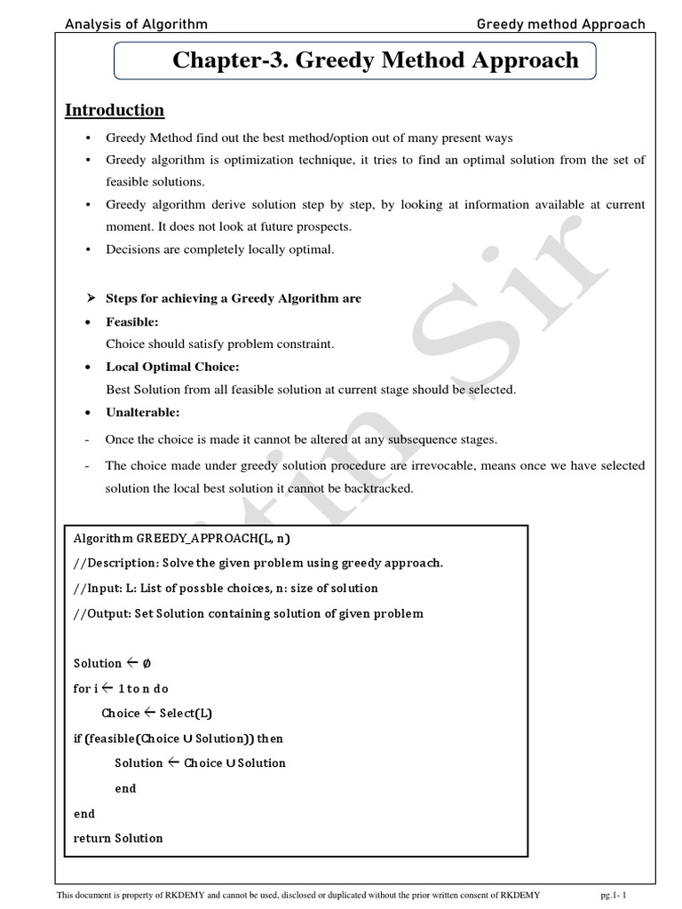 Greedy Method Approach | PDF | Computational Complexity Theory | Mathematical Concepts