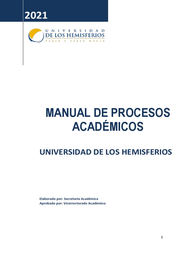 Manual de Procesos Académicos 2021 | PDF | Educación más alta | Plan de ...