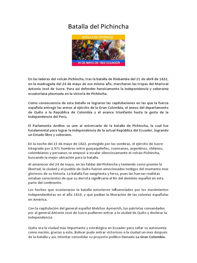 Batalla Del Pichincha | PDF