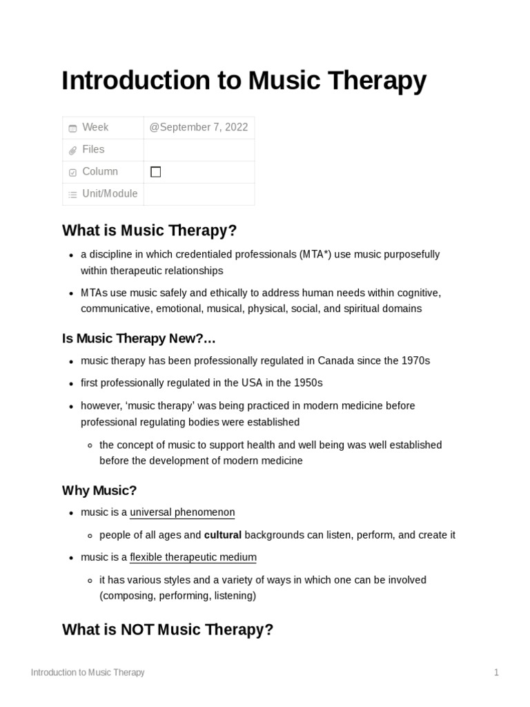 Ntroduction To Music Therapy | PDF