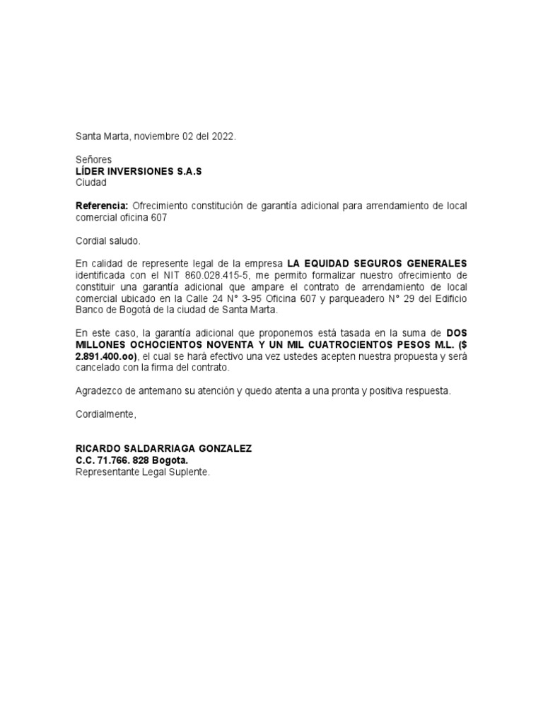 Formato Carta Deposito | PDF