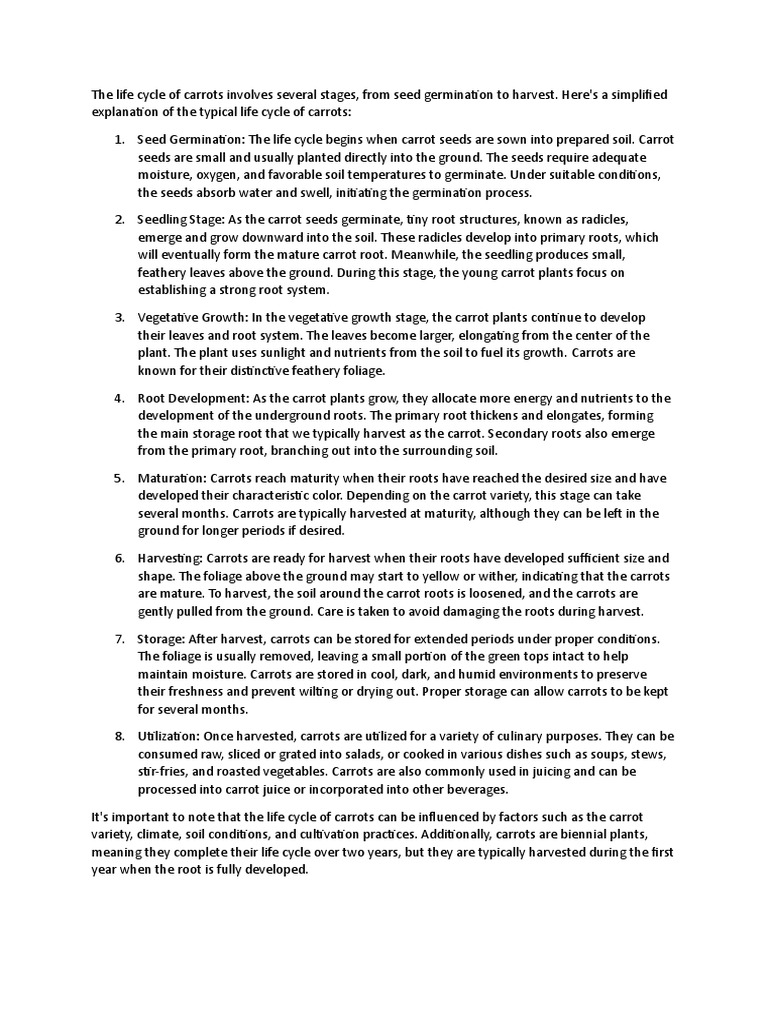 Lifecycle of Carrots | PDF