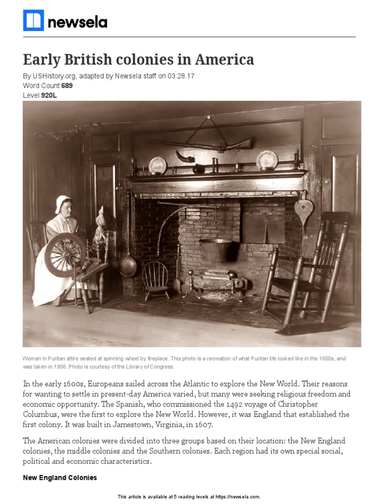 Early British Colonies in America | PDF