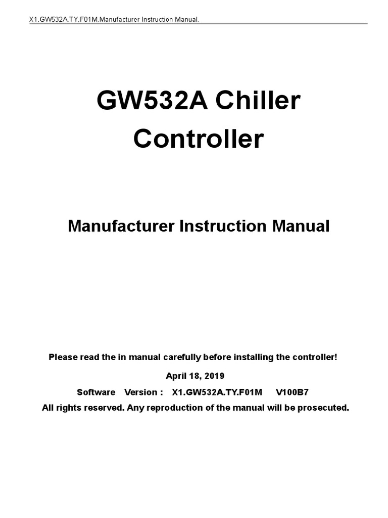 GW532A Chiller Controller Manual | PDF | Fahrenheit | Pump