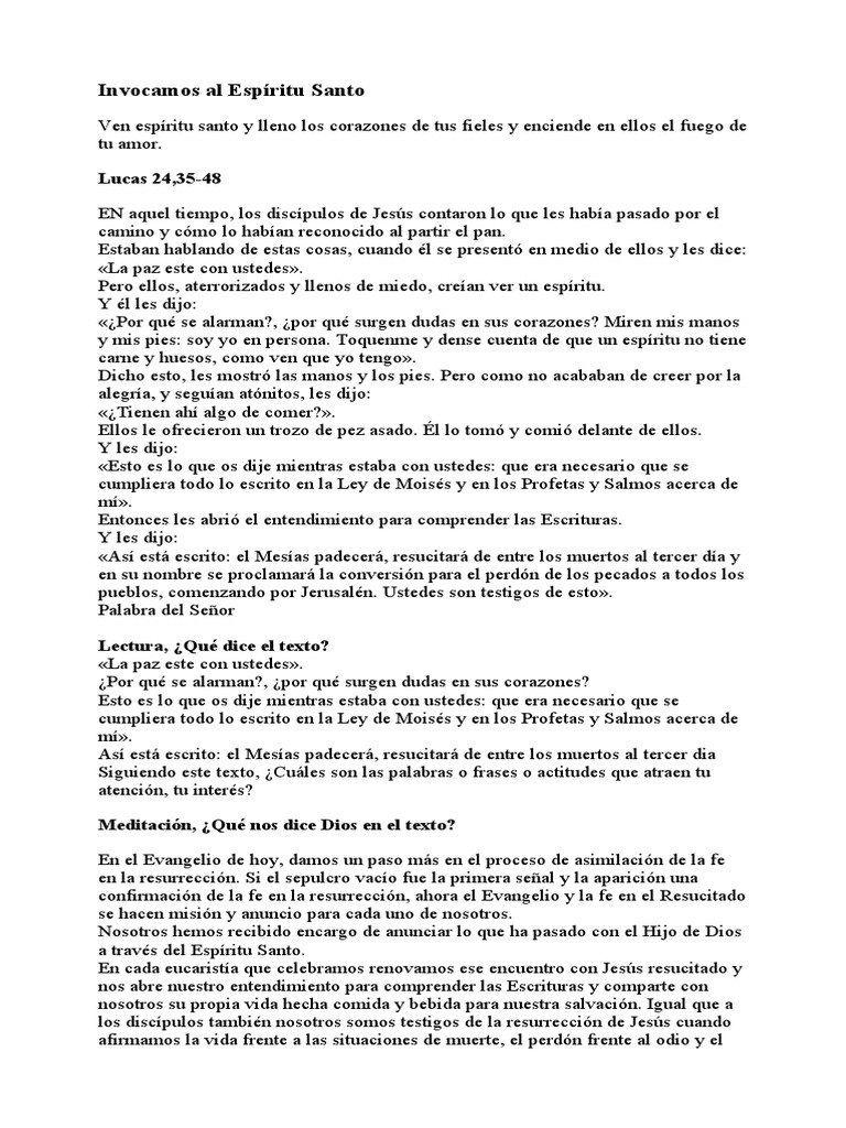 LECTIO DIVINA LUCAS 24M 35-38 | PDF | La resurrección de Jesús | Fe