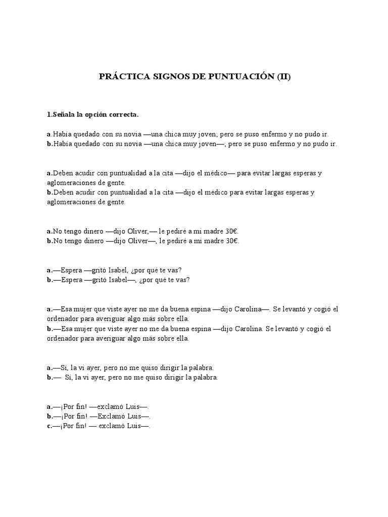 Práctica Signos de Puntuación . | PDF