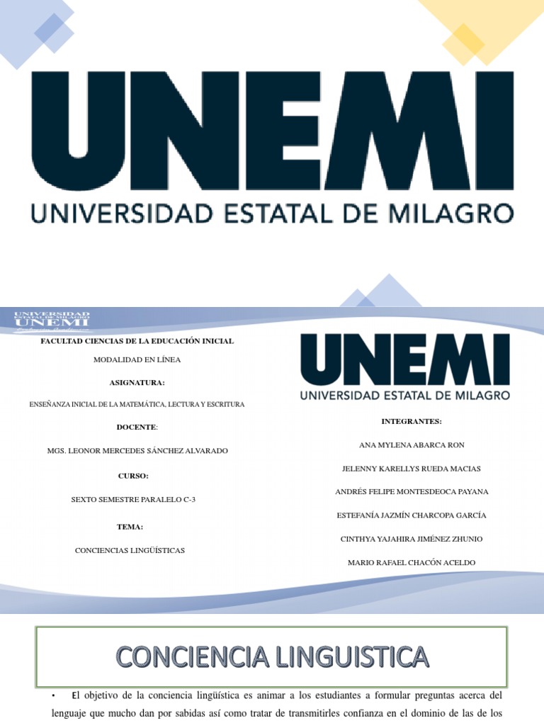Conciencia Linguistica en Grupo | PDF | Oración (Lingüística) | Plan de ...