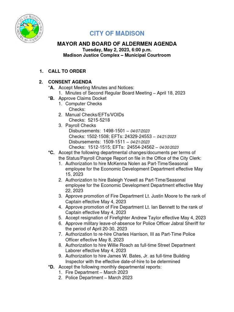 Madison City Agenda May 2, 2023 | PDF