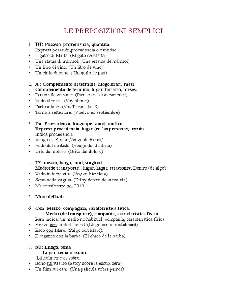 Las Preposiciones Simples y Compuestas | PDF