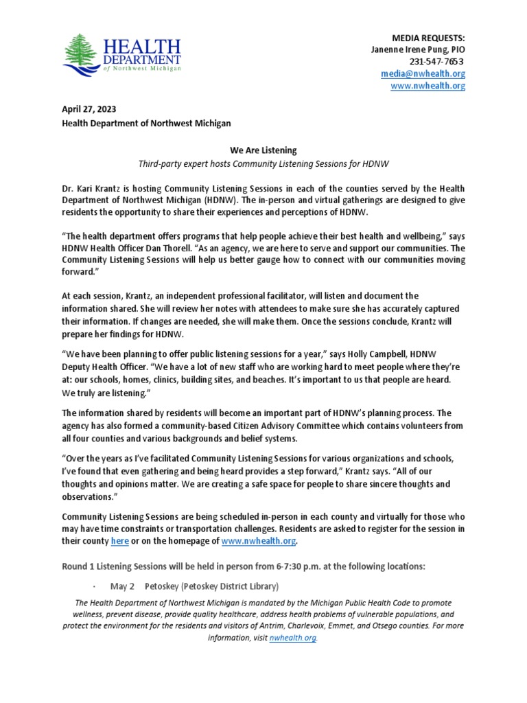 Community Listening Sessions by HDNW | PDF