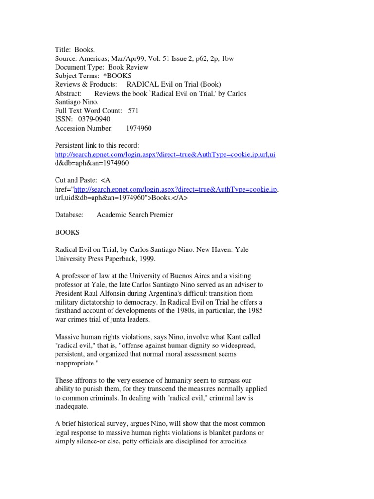 1999 Radical Evil Trial | PDF | Human Rights | Crimes