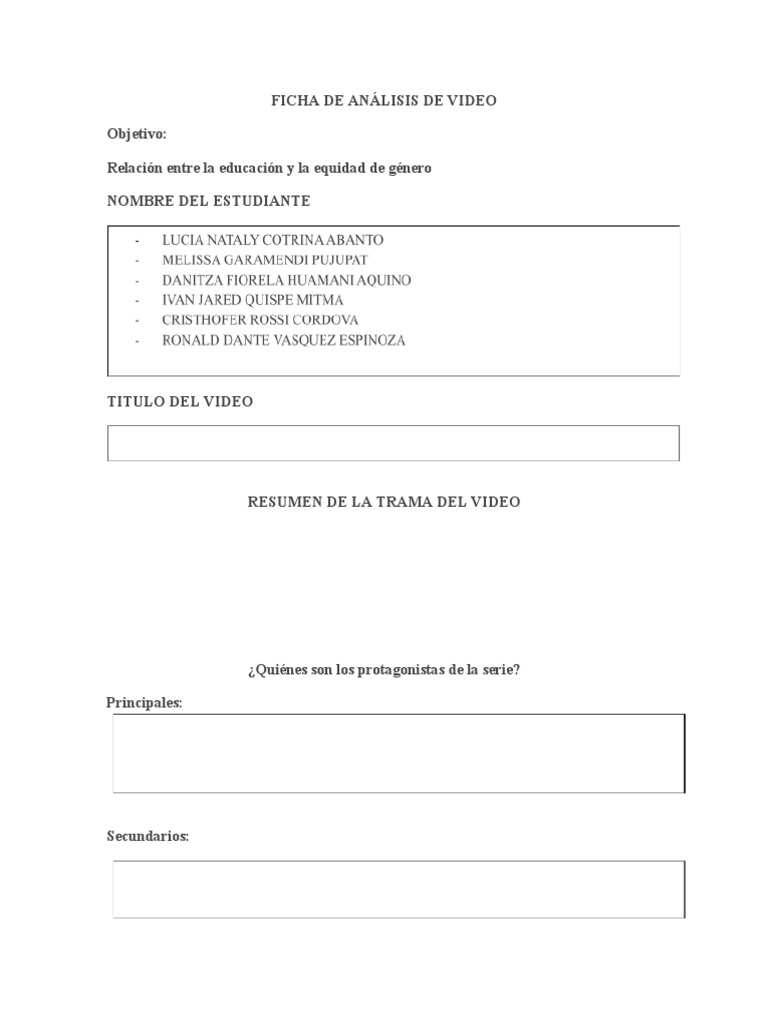 Ficha de Análisis de La Película | PDF