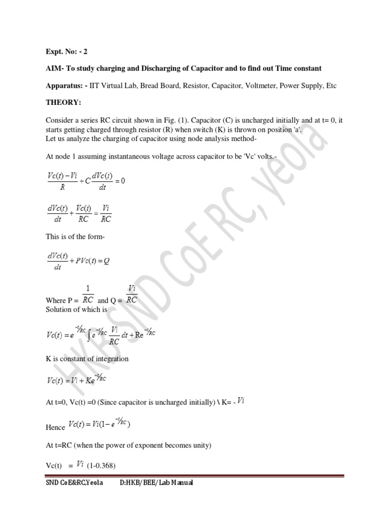 Charging of Capacitor | PDF | Capacitor | Voltage
