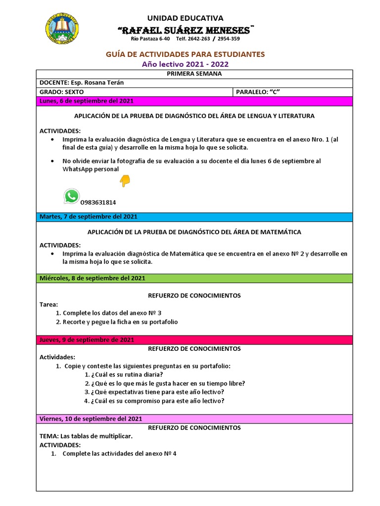 Actividades para Iniciar el Día Escolar | PDF