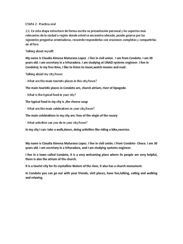 Etapa 2 Practica Oral | PDF
