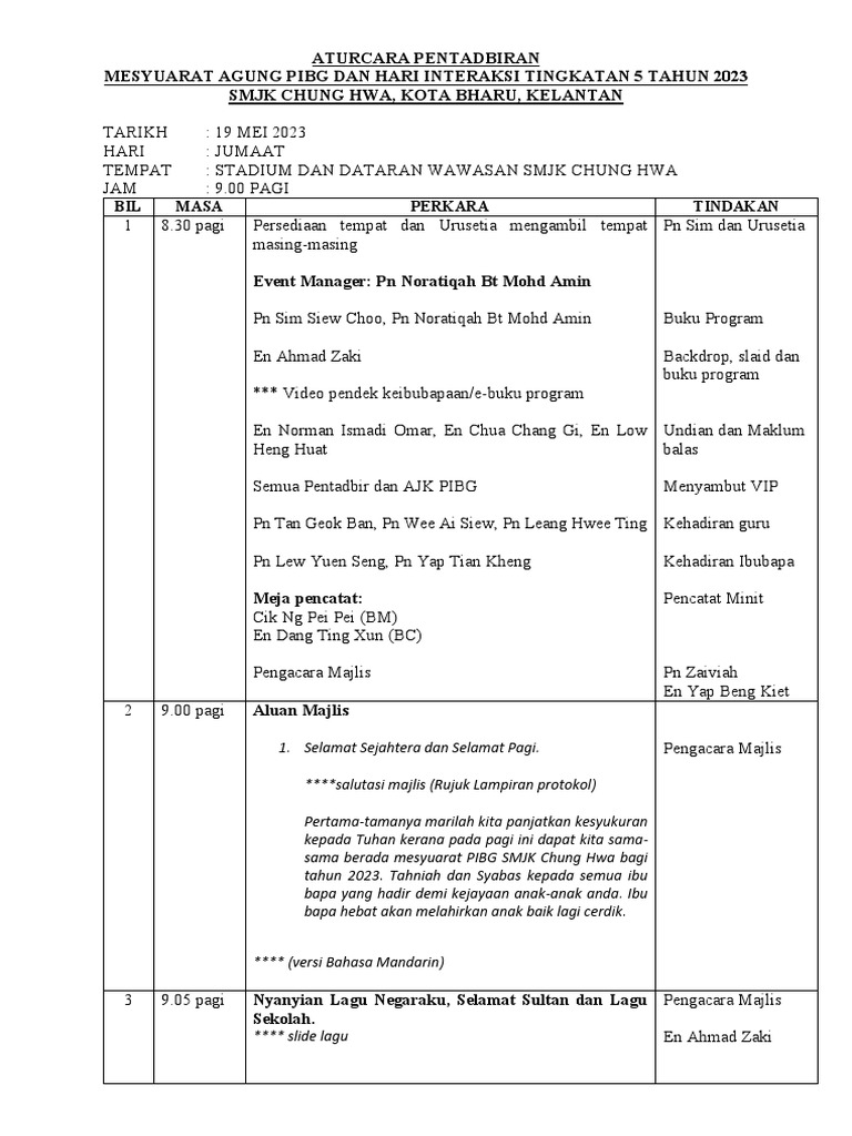 Aturcara Pentadbiran 2023 | PDF