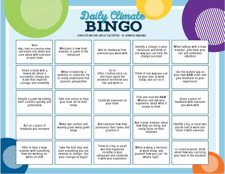 Daily Climate Bingo Challenge | PDF