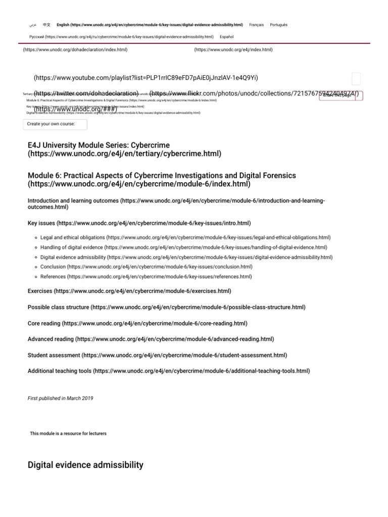 Cybercrime Module 6 Key Issues: Digital Evidence Admissibility | PDF | Digital Forensics ...