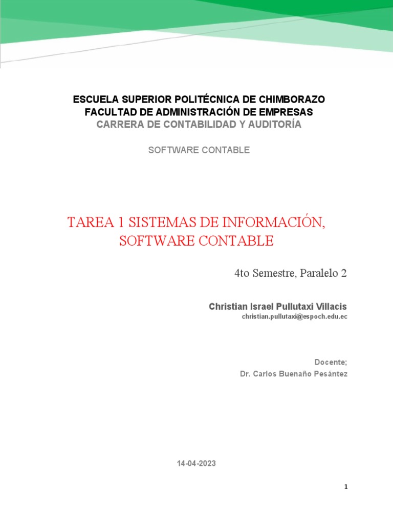 Christian-Pullutaxi-Tarea 1 | PDF | Contabilidad | Software
