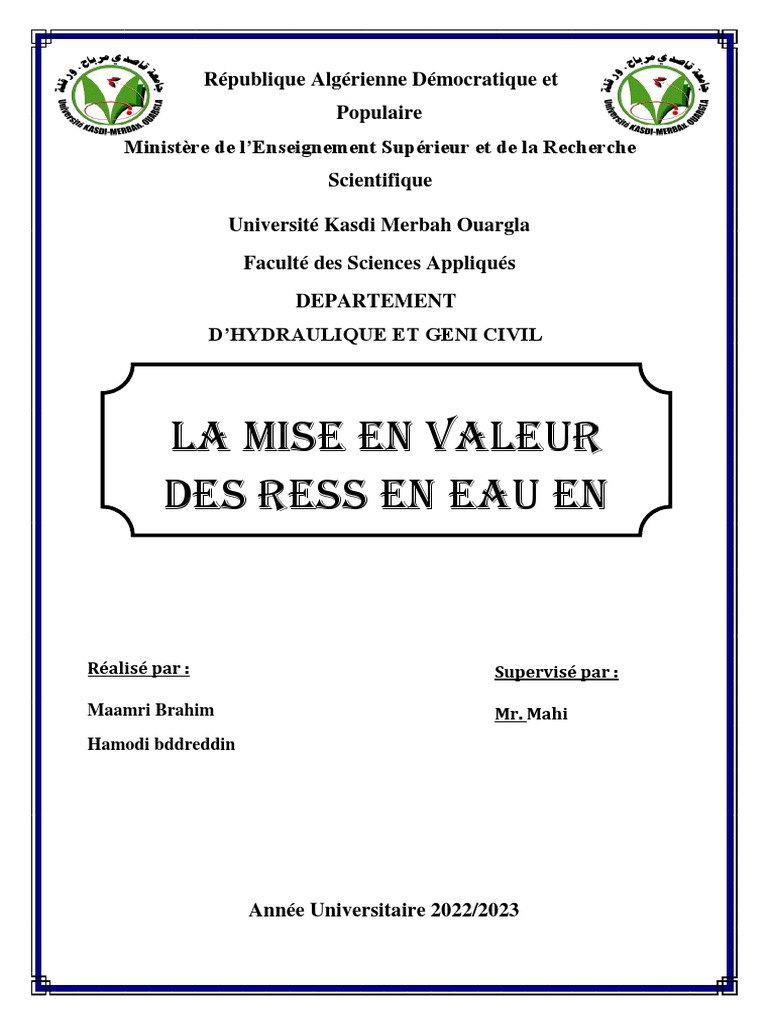 Développement Des Ressources en Eau en Algérie | PDF | Eau | Ressources hydriques
