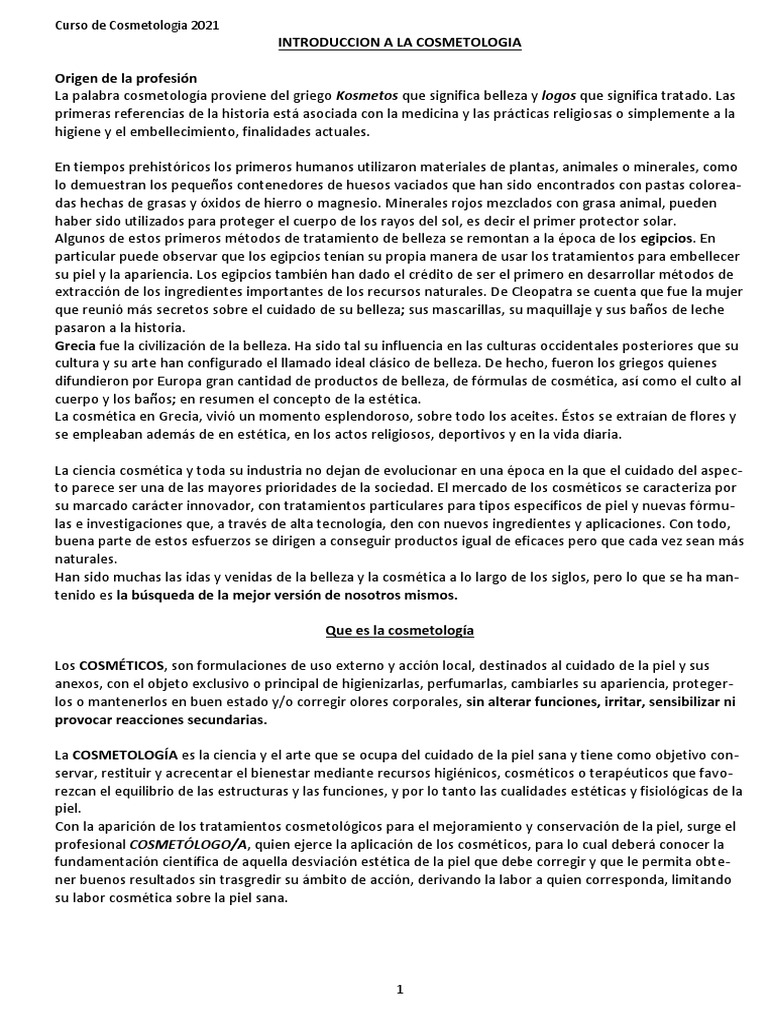 1-Introduccion A La Cosmetologia | PDF 1-Introduccion A La Cosmetologia | PDF