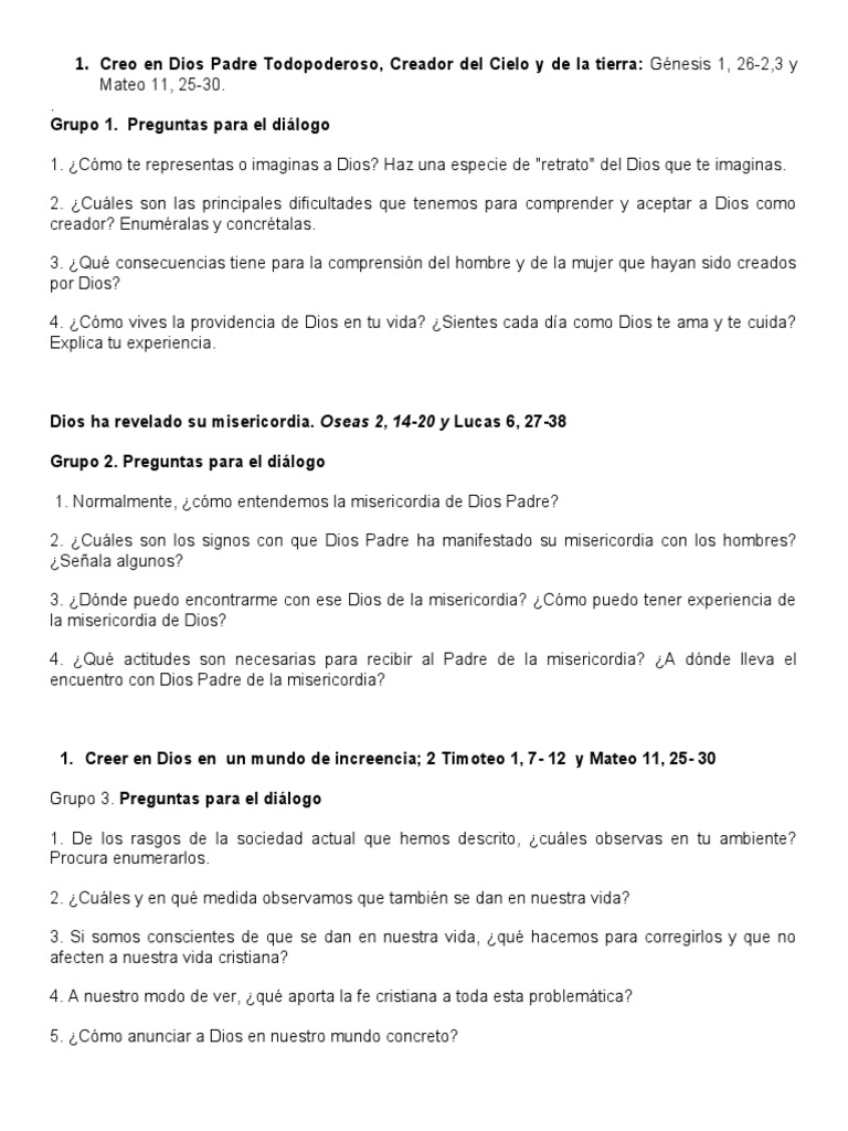 Preguntas para La Reflexión Grupal | PDF
