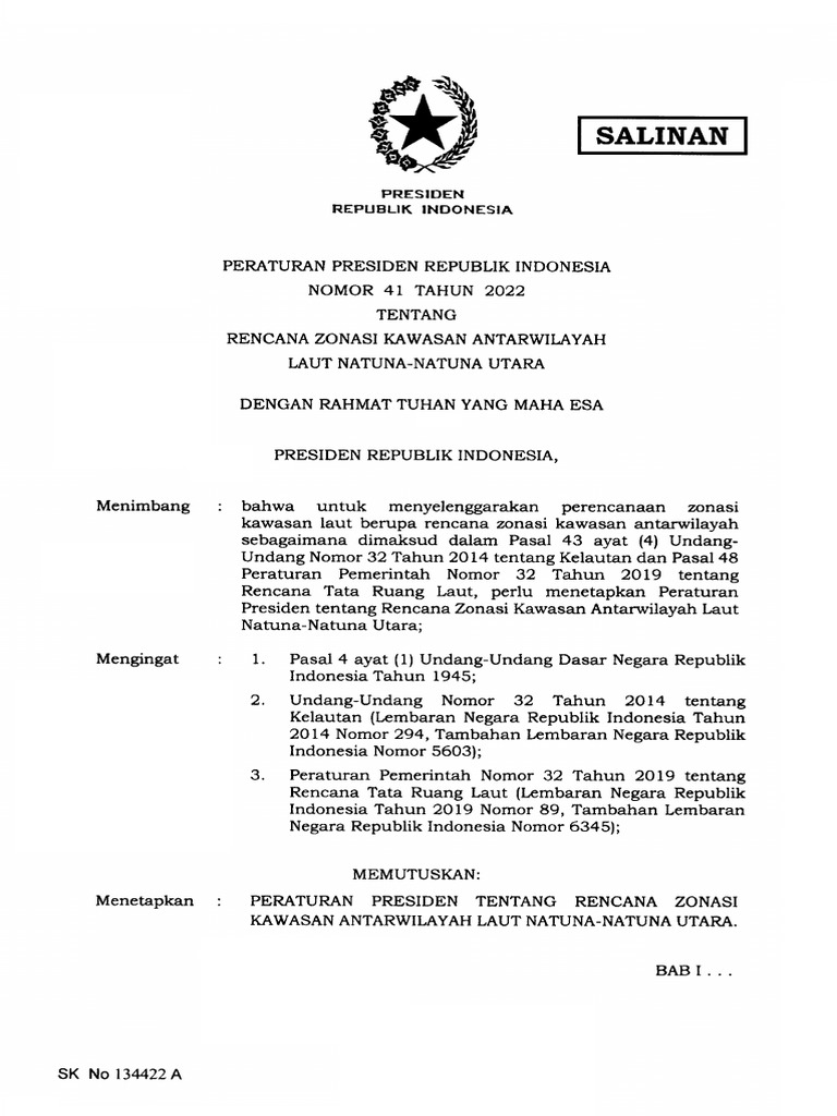 Perpres Nomor 41 Tahun 2022-Muri-Midai | PDF